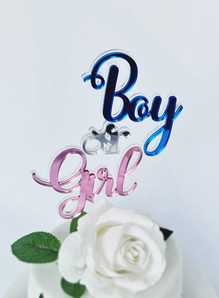 Cake Topper "Boy or Girl" Bicolor – Zagara Eventi D'Autore
